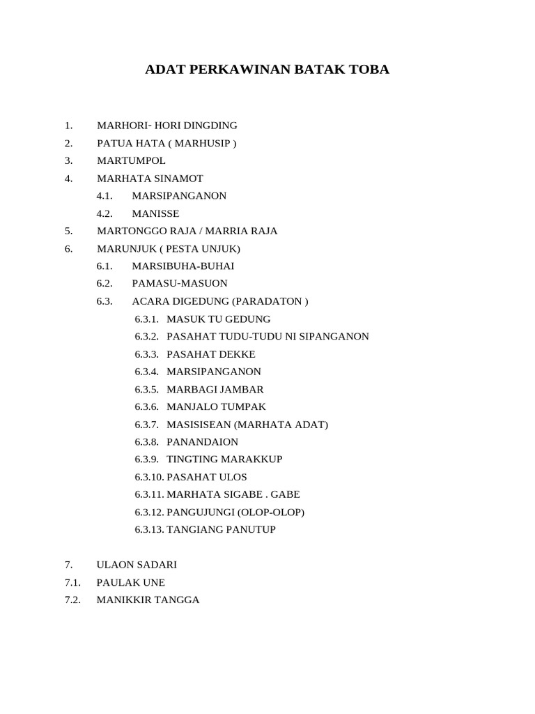 Susunan Acara Marhata Sinamot Batak | PDF