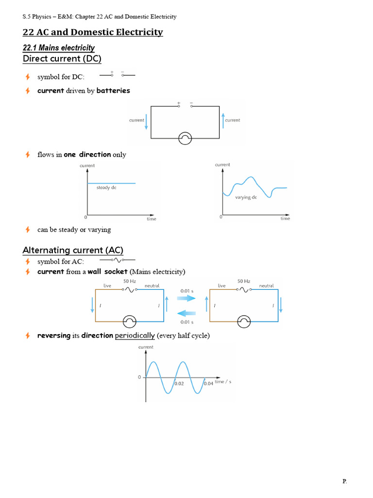 E&M 3 - AC and Domestic Electricity | PDF | Mains Electricity ...