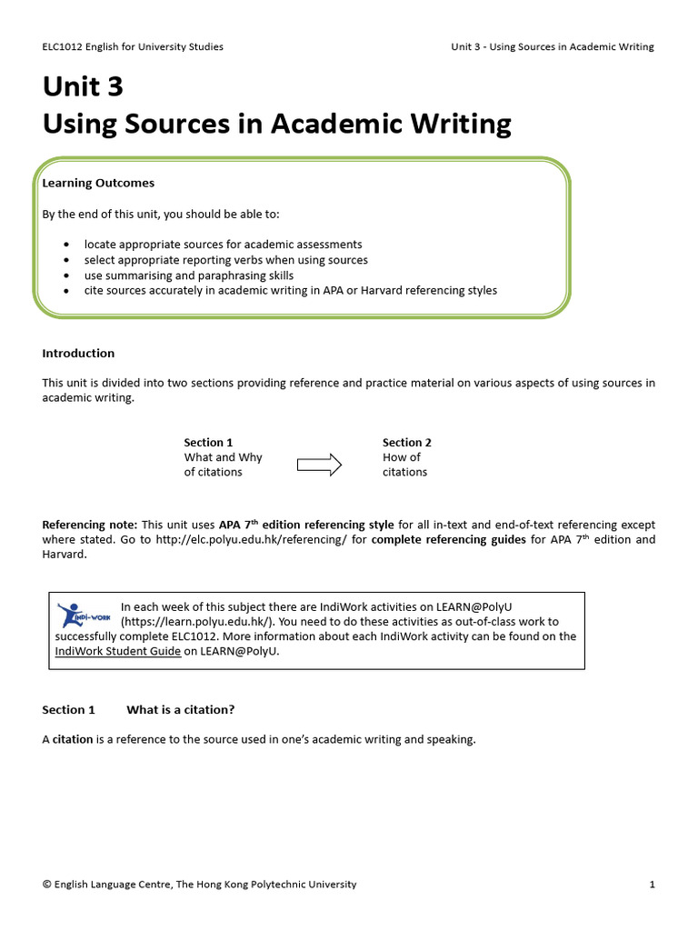 Unit 3 Using Sources in Academic Writing | PDF | Plagiarism | Citation