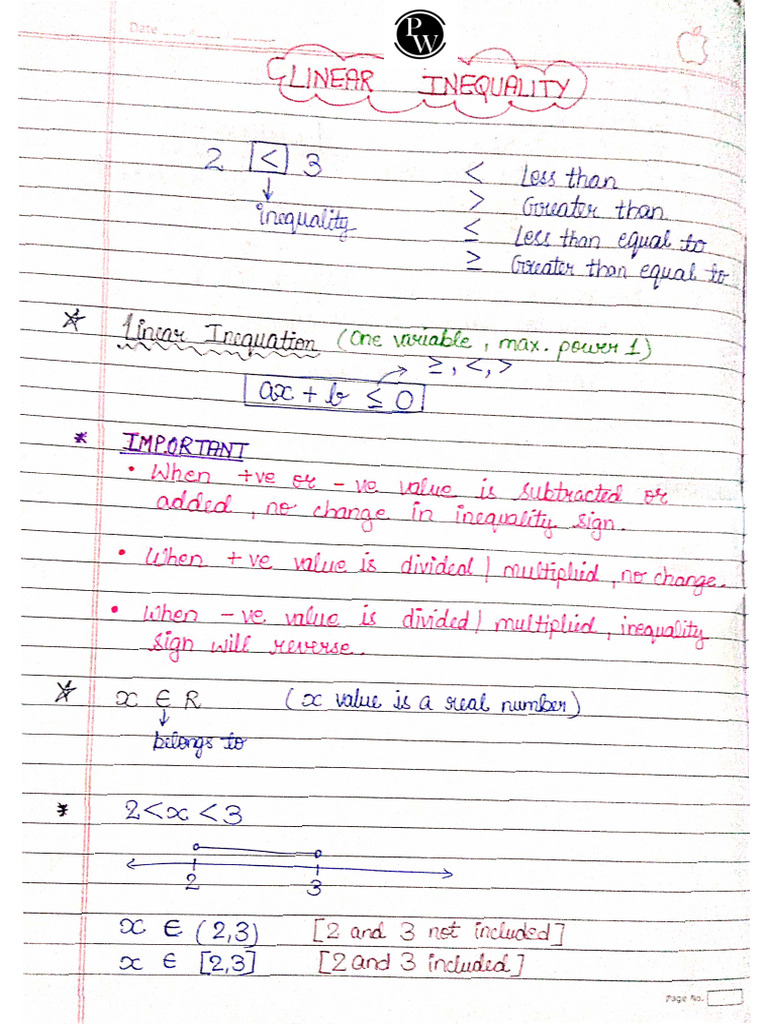 Inequalities - Handwritten Notes | PDF