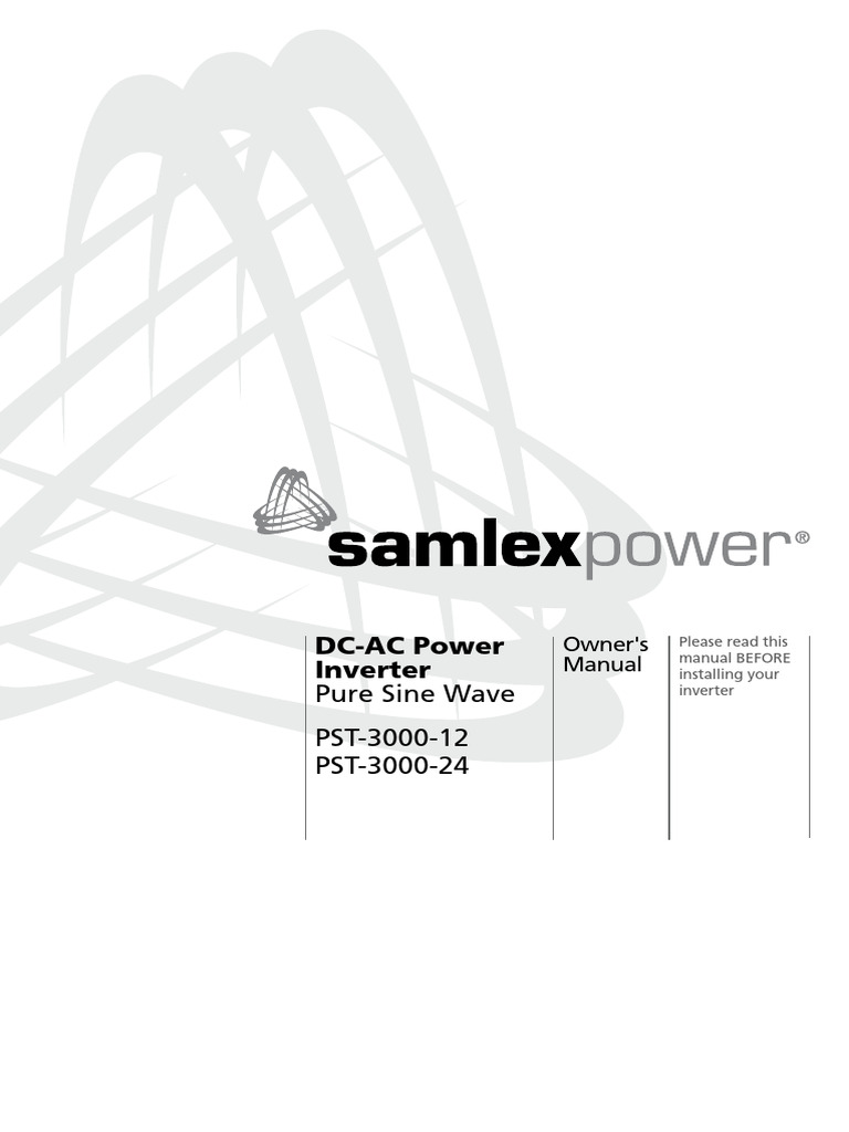 PST-3000 Inverter Owner's Manual | PDF | Ac Power | Electromagnetic ...
