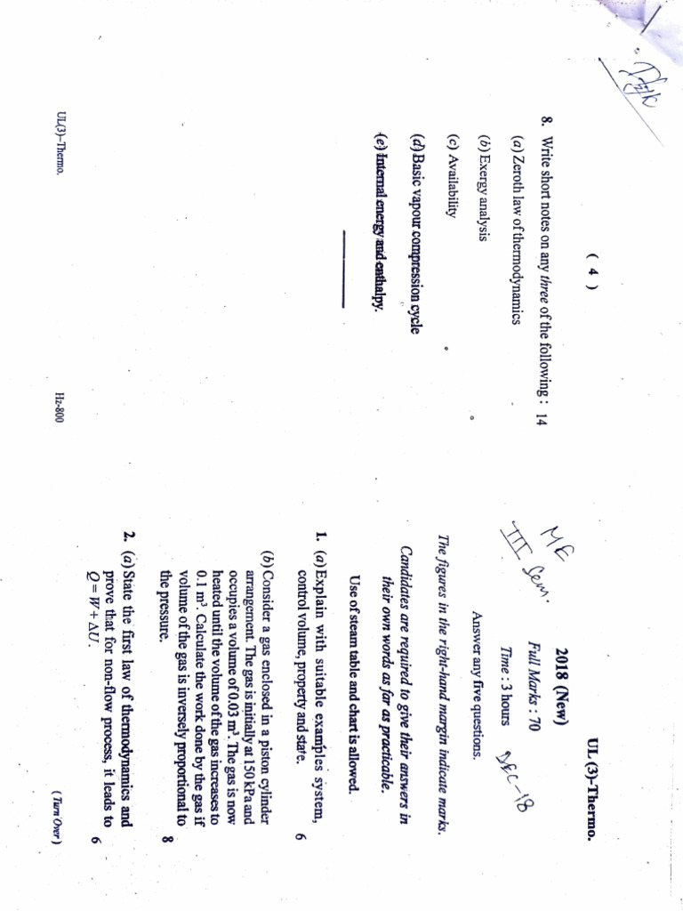 3rd Semester Mechanical Engineering Questions | PDF