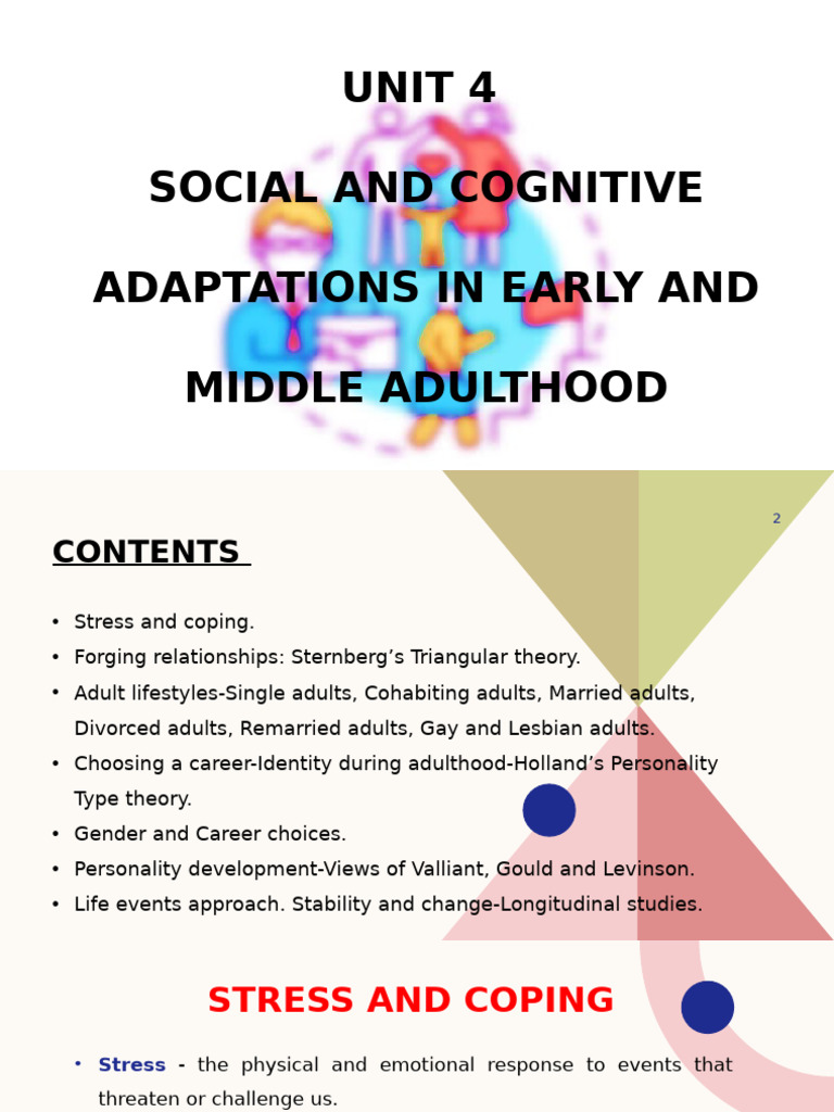 Unit 4 Soc and Cog in Early and Middle Adulthood | PDF | Remarriage | Psychological Resilience