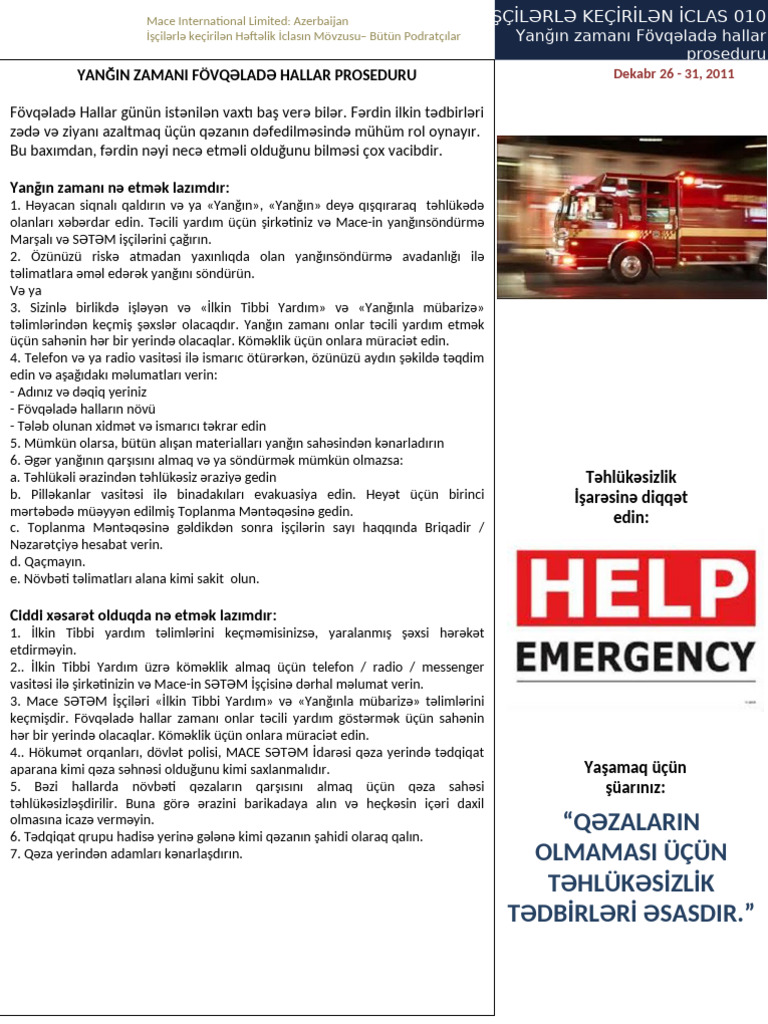 TBT 010 - Fire Emergency Procedures-Az | PDF