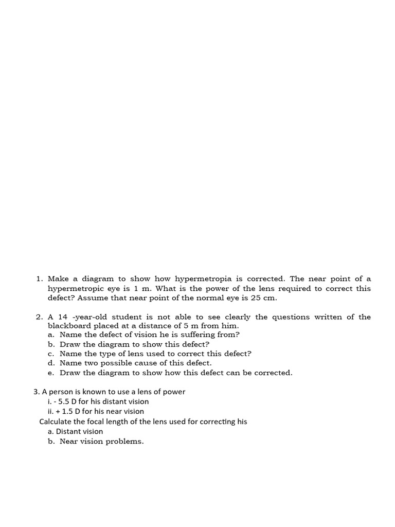Make A Diagram To Show How Hypermetropia Is Corrected | PDF