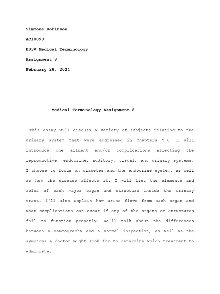 essay 2 | PDF | Urinary System | Urination