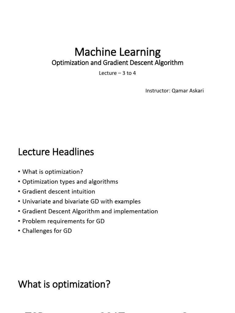 Optimization and Gradient Descent Algorithm | PDF | Mathematical Optimization | Numerical Analysis