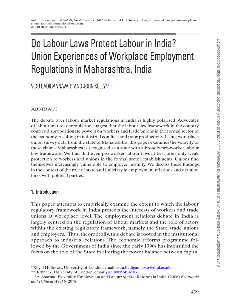 Do Labour Laws Protect Labour in India - Maharashtra | PDF | Employment ...