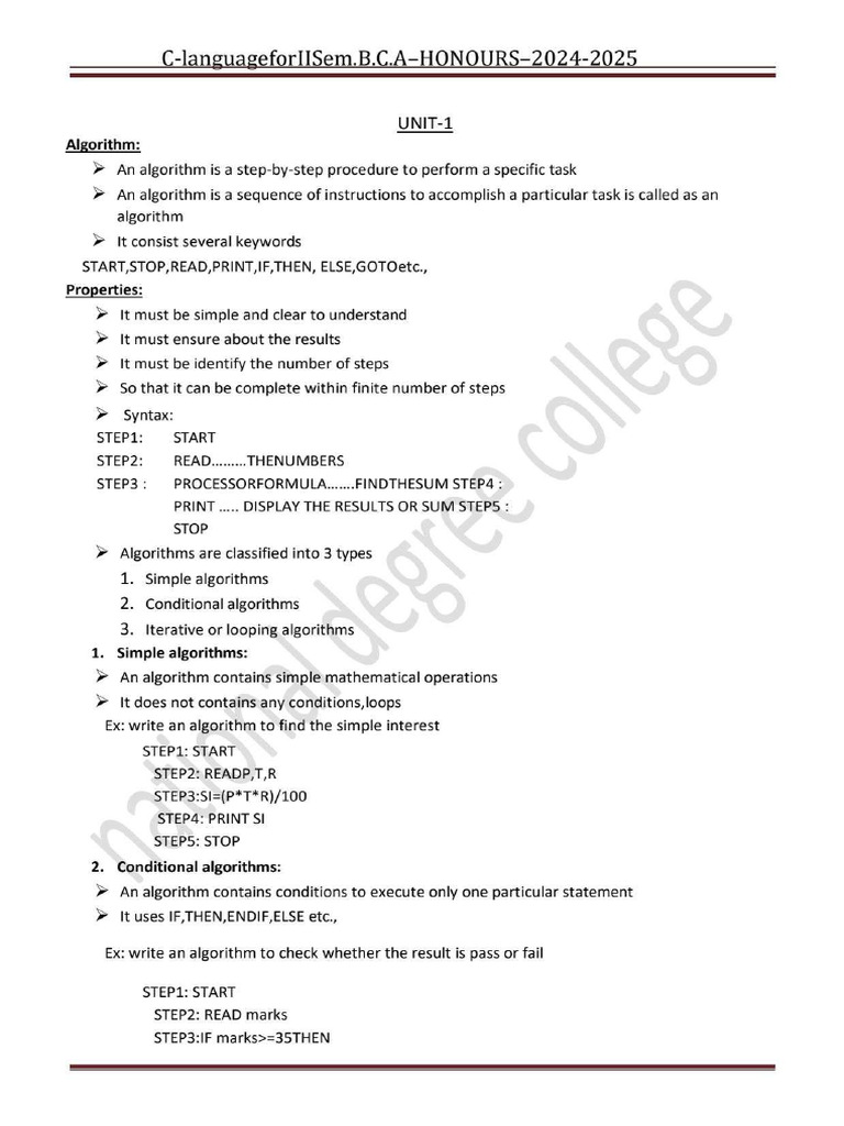 Bca-Programming in C | PDF