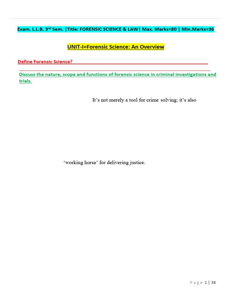 5.forensic Scienece & Law (NOTES CUM GUESS) | PDF | Forensic Science ...