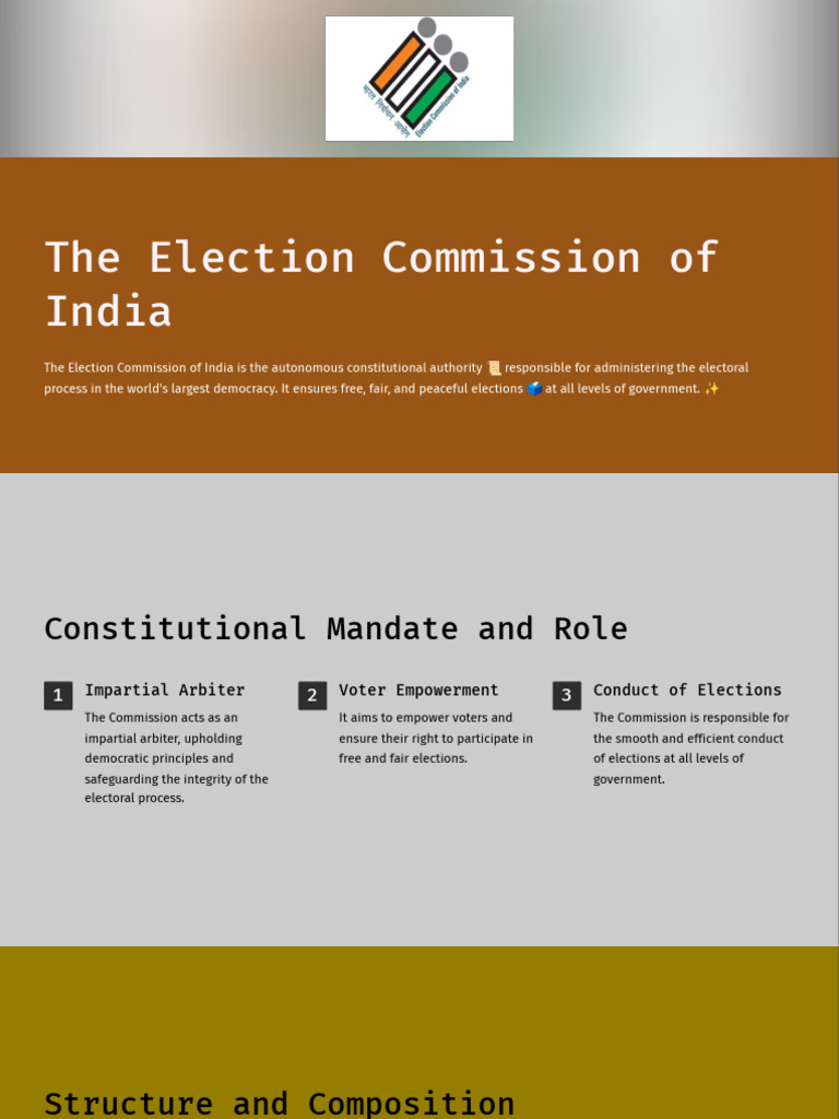 Election Commission of India Overview | PDF | Elections | Voting