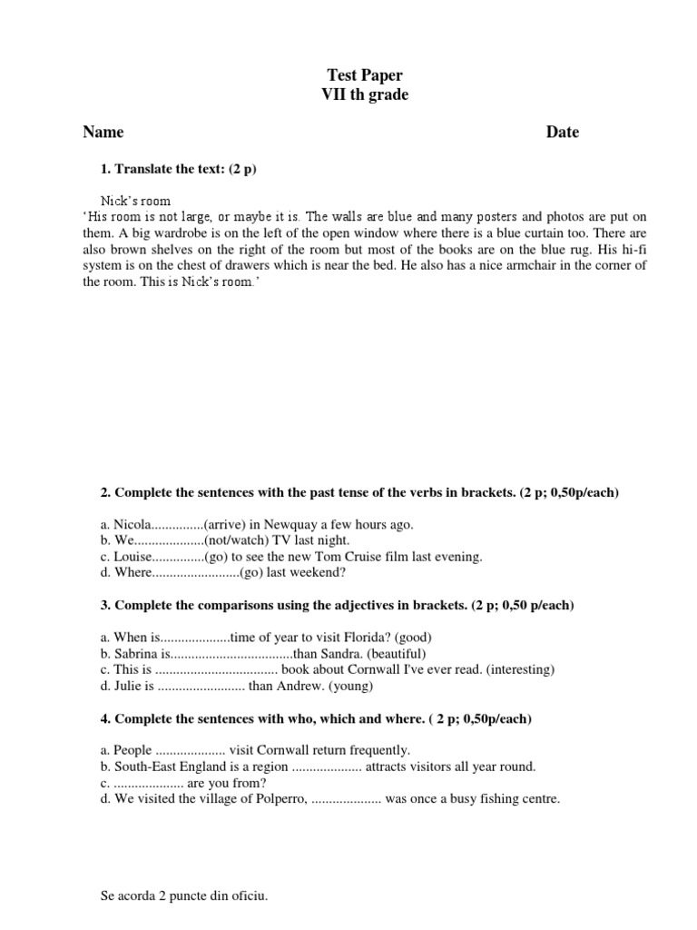 Test Paper A 7 A | PDF