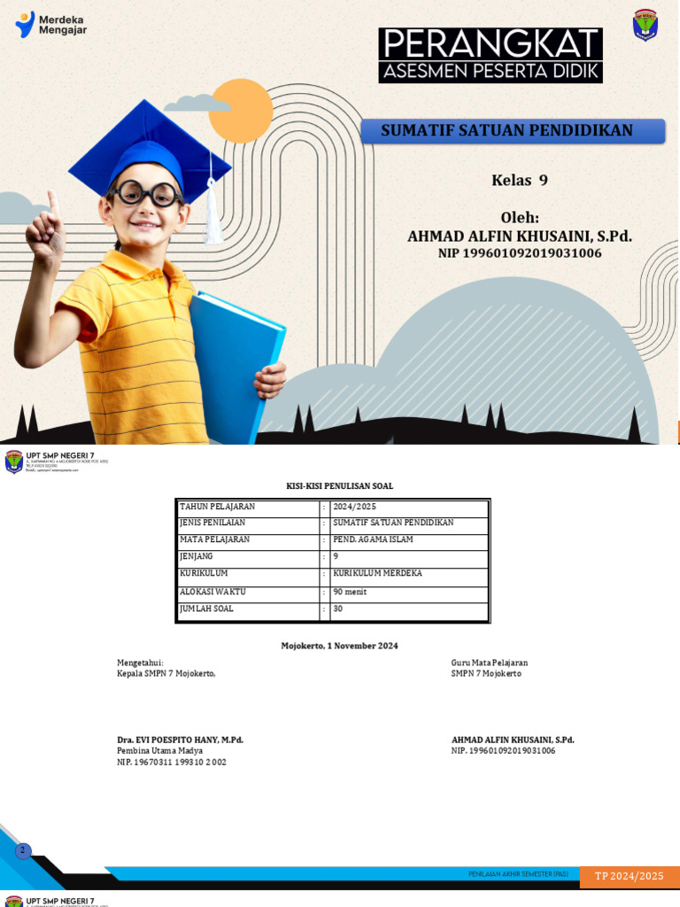 Kisi-Kisi SSP Pai Kelas Ix 2025 | PDF