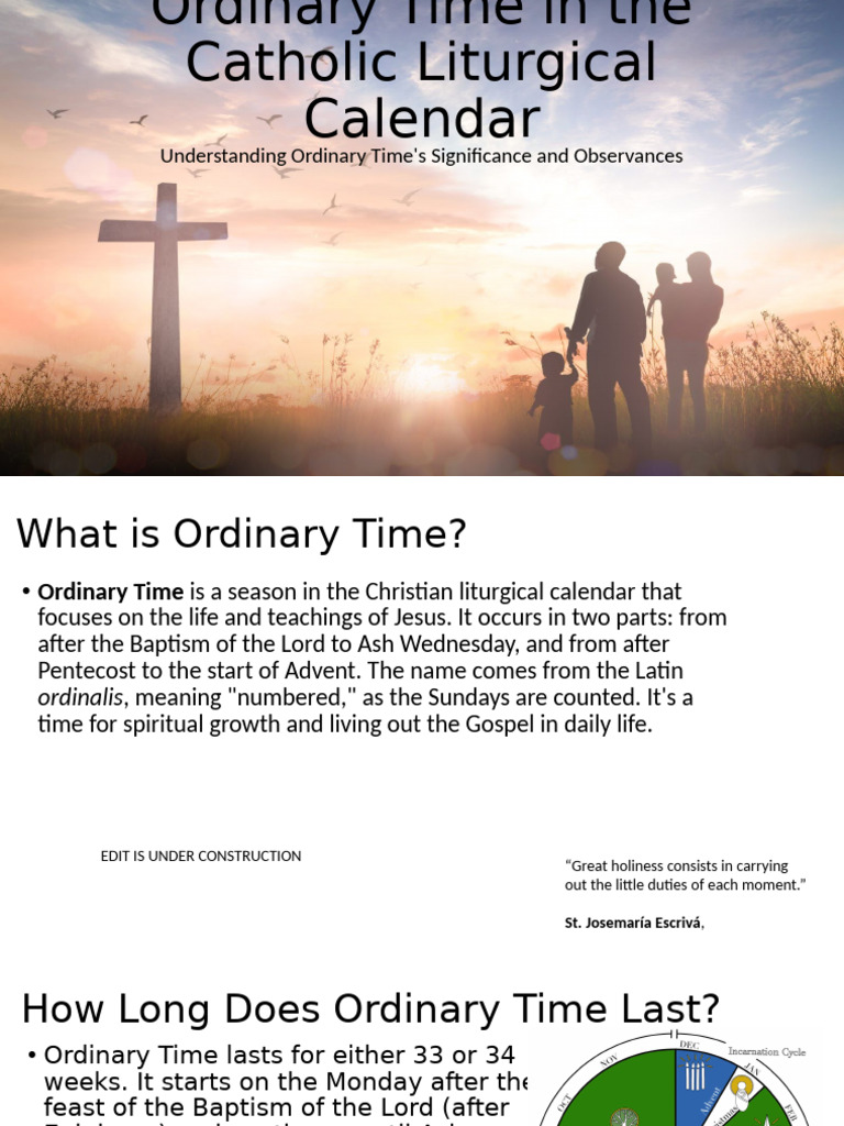 Ordinary Time in The Catholic Liturgical Calendar | PDF | Liturgical ...