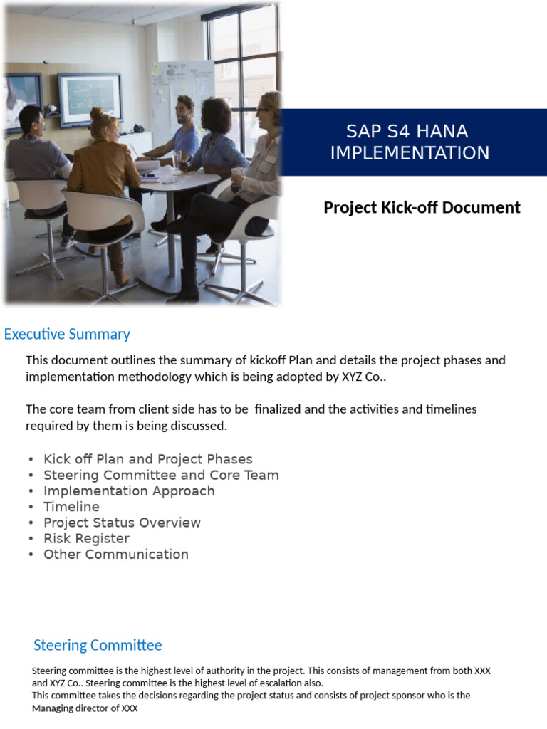 S4 HANA Implementation - Project Kickoff Document - Sample | PDF ...