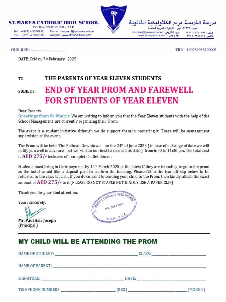 Year 11 Prom Details for Parents | PDF