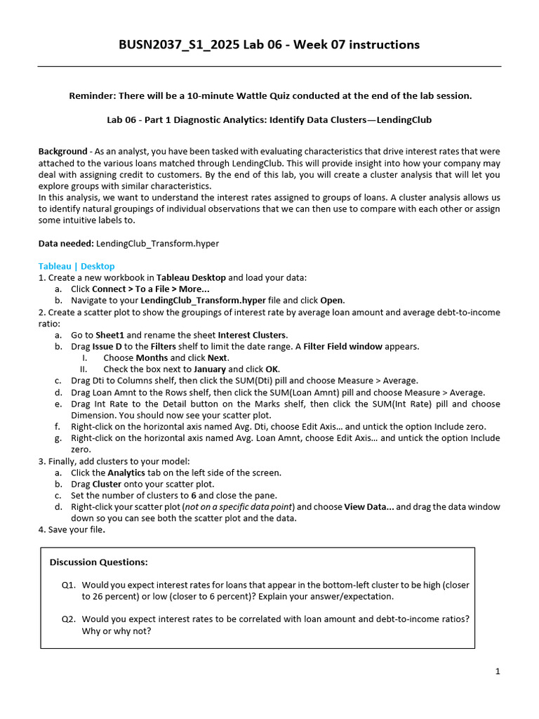 BUSN2037 S1 2025 Lab06 Instructions | PDF | Cost | Interest
