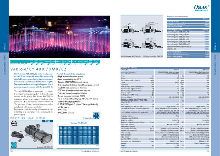 Varionaut 400: Dynamic DMX Pump | PDF | Power (Physics) | Electronic ...