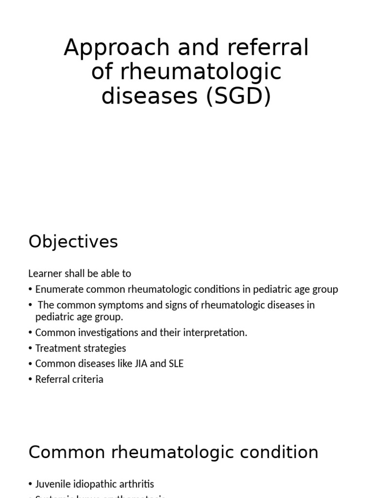 Pediatric Rheumatologic Disease Guide | PDF | Autoimmune Disease ...