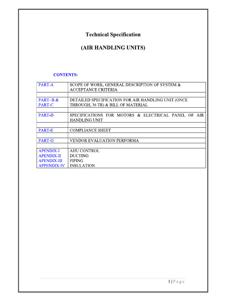 Ahu Specifications | PDF