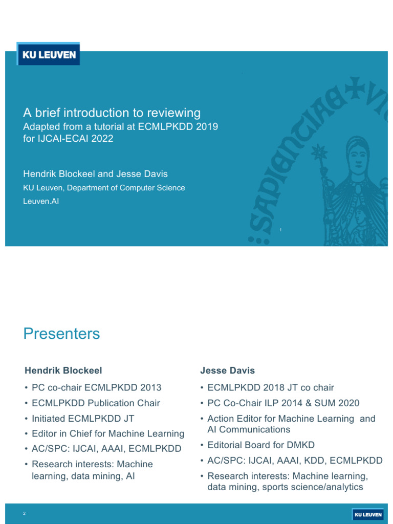 Introduction To Reviewing For Ijcai | PDF | Experiment | Reason