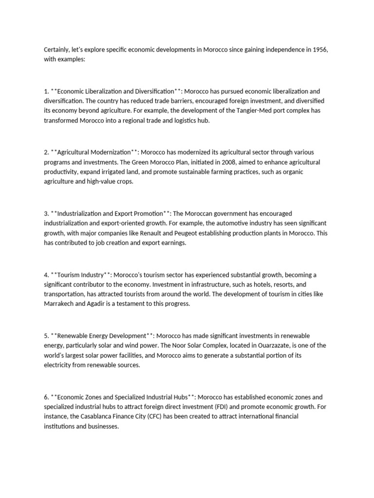 Economic Development in Morocco | PDF | Morocco | Casablanca