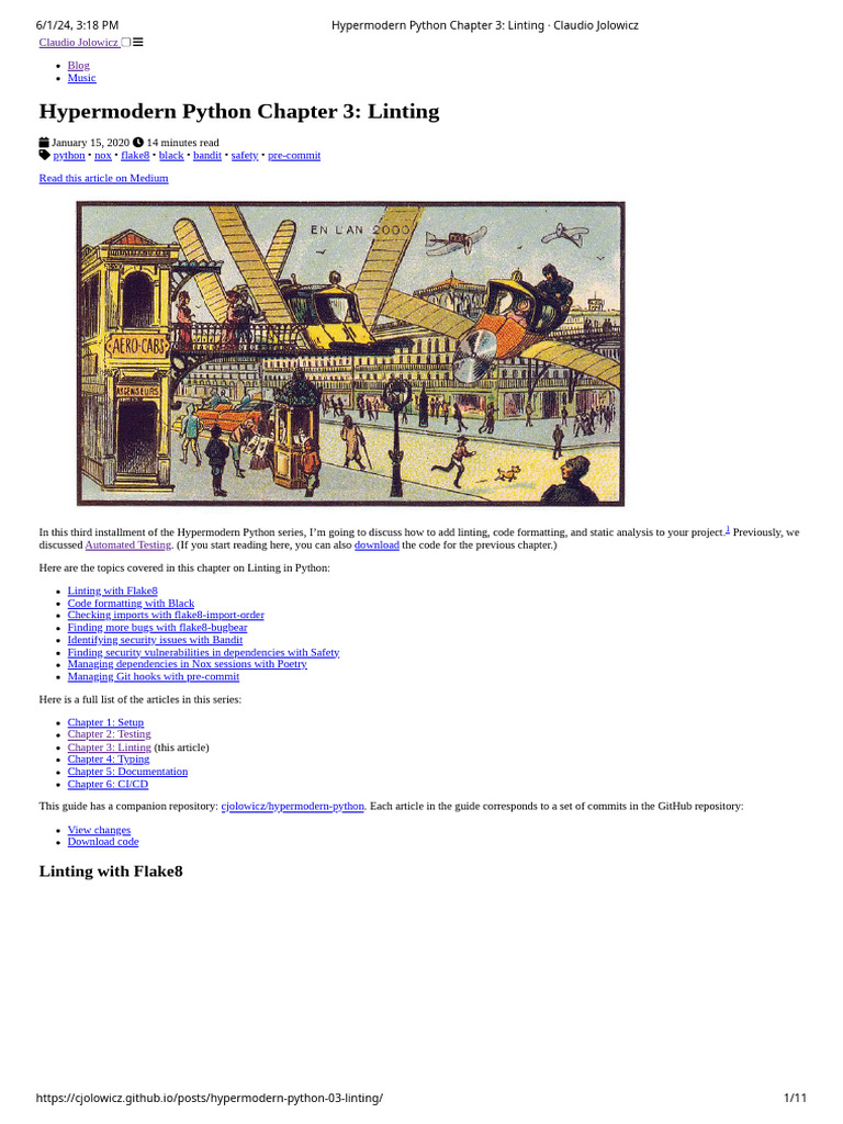 Hypermodern Python Chapter 3 - Linting Claudio Jolowicz | PDF | Python (Programming Language ...