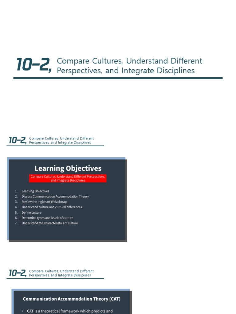 Ch10.2 Compare Cultures, Understand Different Perspectives, and Integrate Disciplines | PDF