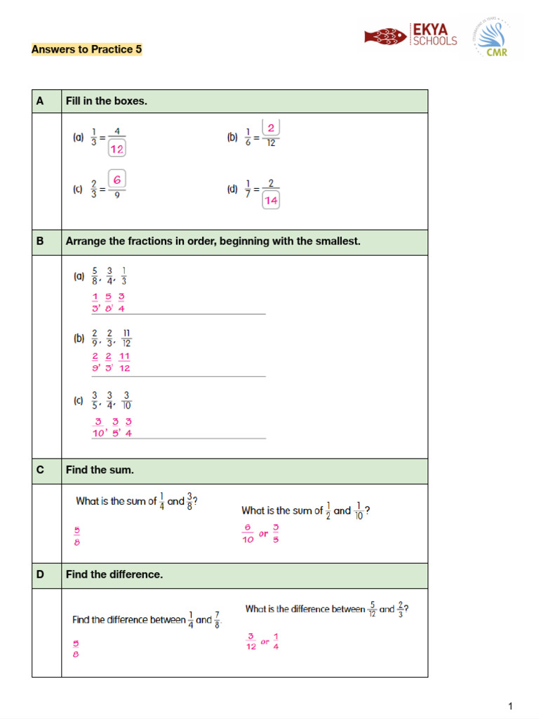 Lesson 5 Worksheet Answer Key | PDF