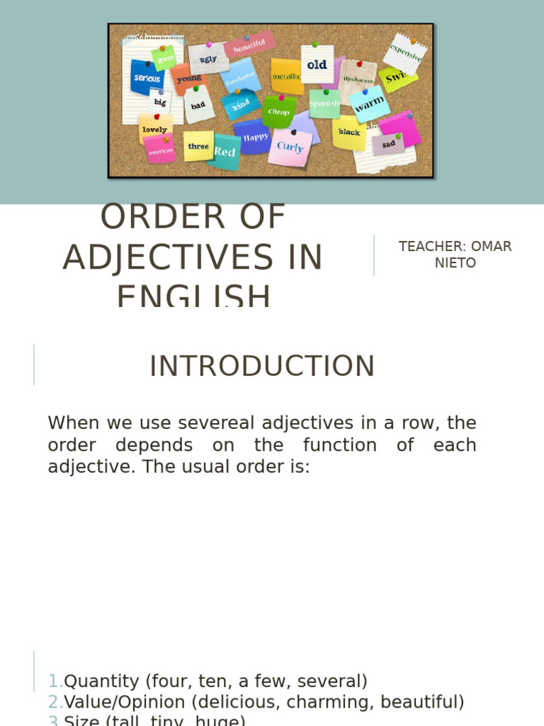 Order of Adjectives in English | PDF