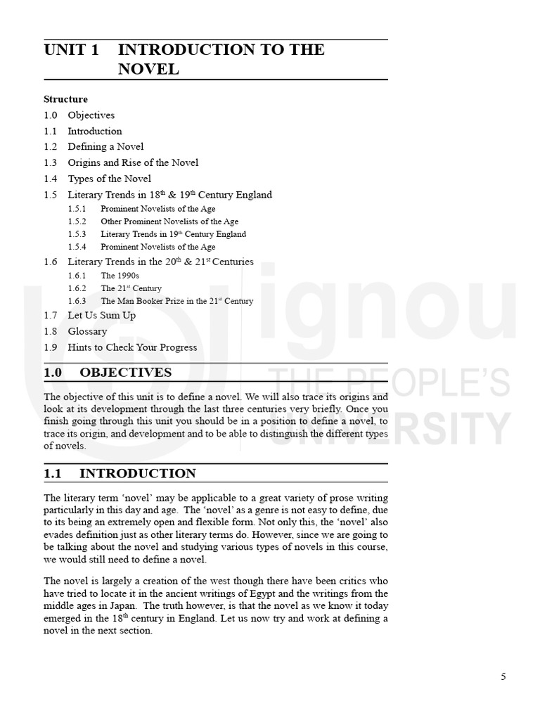 Introduction To Novels - IGNOU | PDF | Novels | Epic Poetry
