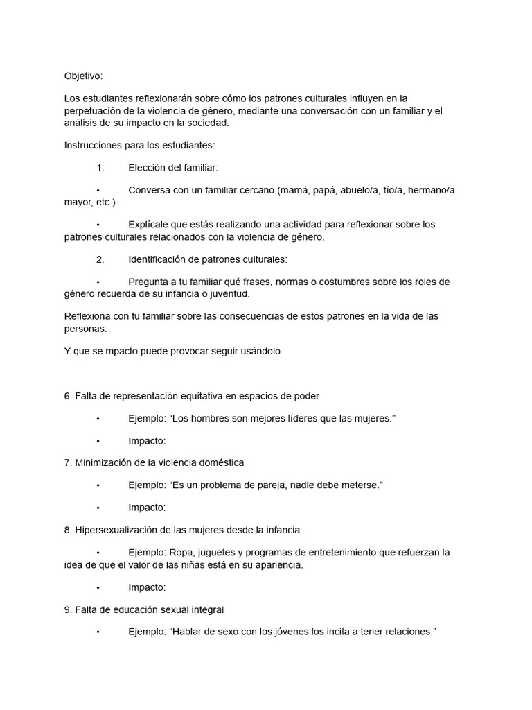 Patrones Culturales y Su Impacto Social | PDF | Violencia | Género