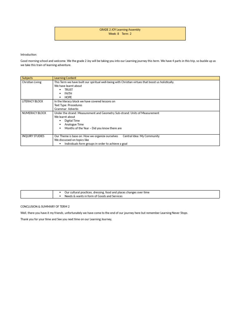 GRADE Learning Assembly | PDF