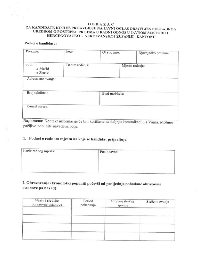 Obrazac Javni Oglas | PDF