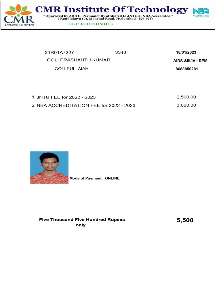 Receipt Details Student | PDF