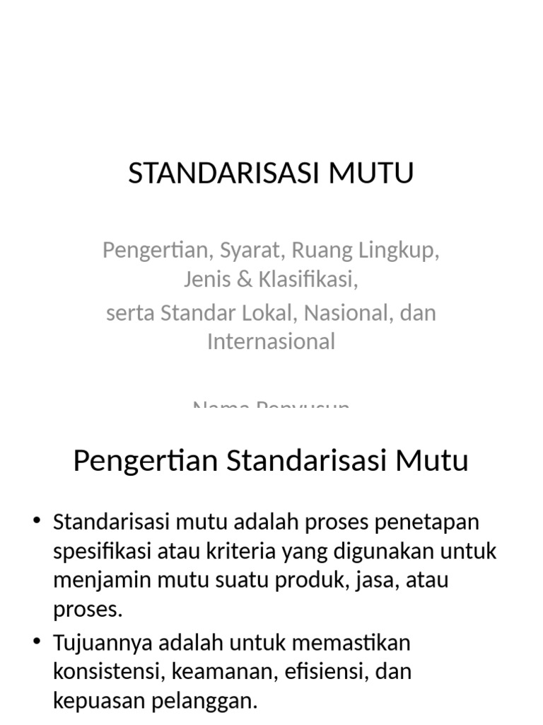 Panduan Standarisasi Mutu Produk dan Jasa | PDF