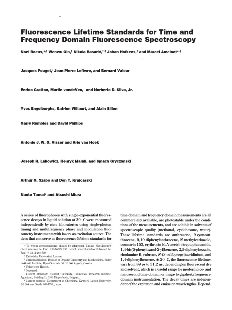 T006 20 Boens Etal 2007 FLTstandards | PDF | Errors And Residuals | Fluorescence