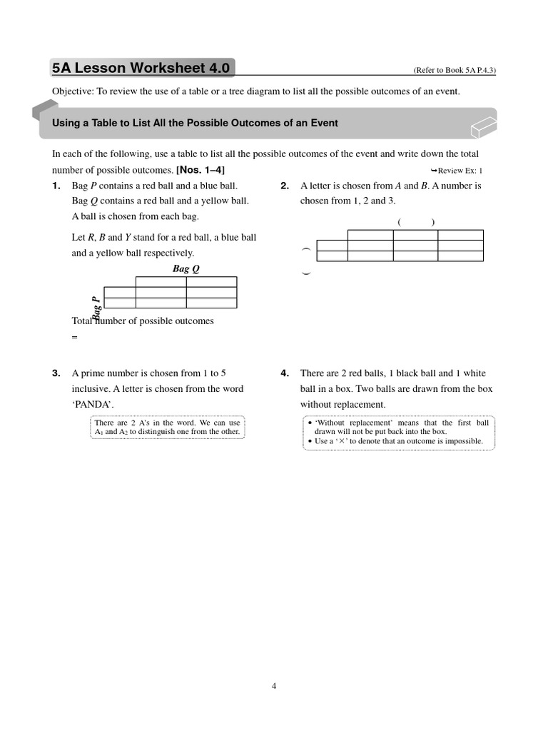 Counting Outcomes with Tables and Diagrams | PDF | Permutation ...