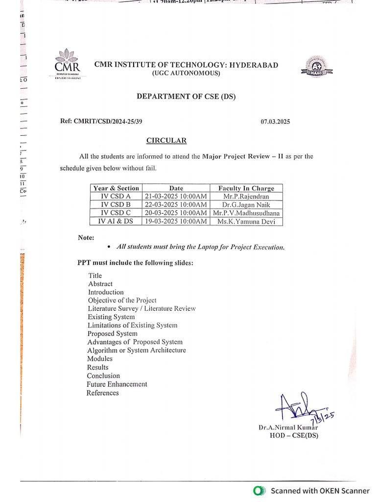 Essentials For Major Project Review - II in Btech Colleges For ...