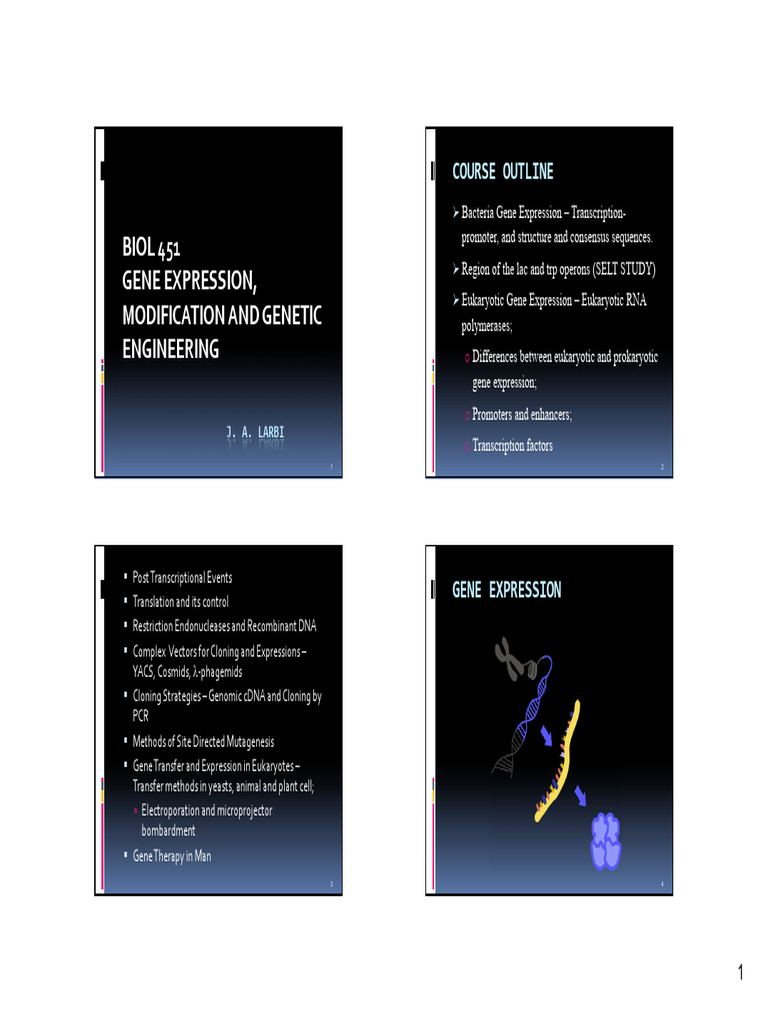 BIOL 451 GENETIC ENGINEERING 2022-23 Handout | PDF | Gene | Dna