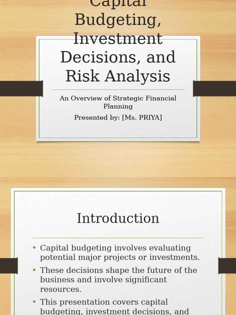 Capital Budgeting Investment Risk Analysis | PDF | Capital Budgeting ...