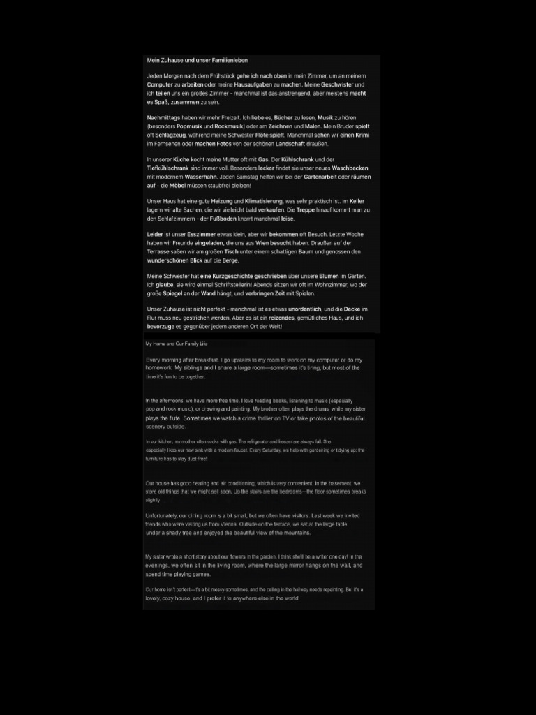 German Essays W Translations (For A2-B1 Level, To Learn Vocabulary in ...