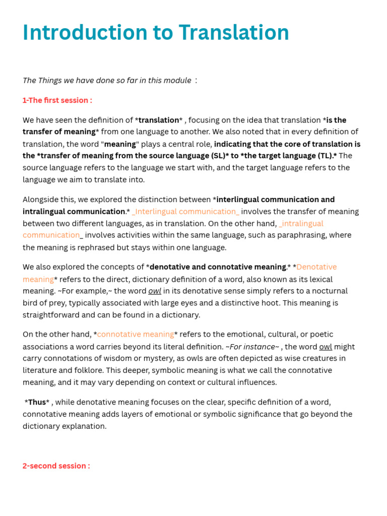 Introduction To Translation 20250419 010739 0000 | PDF | Semantics | Translations