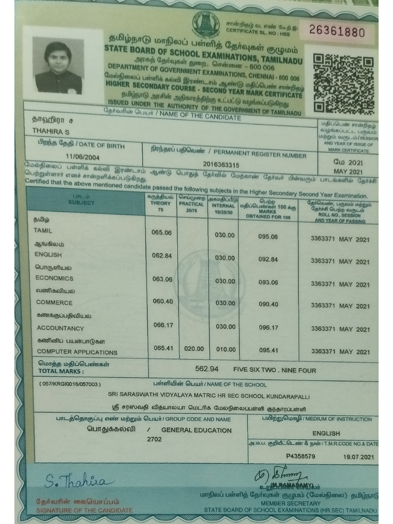 12 TH Marksheet | PDF