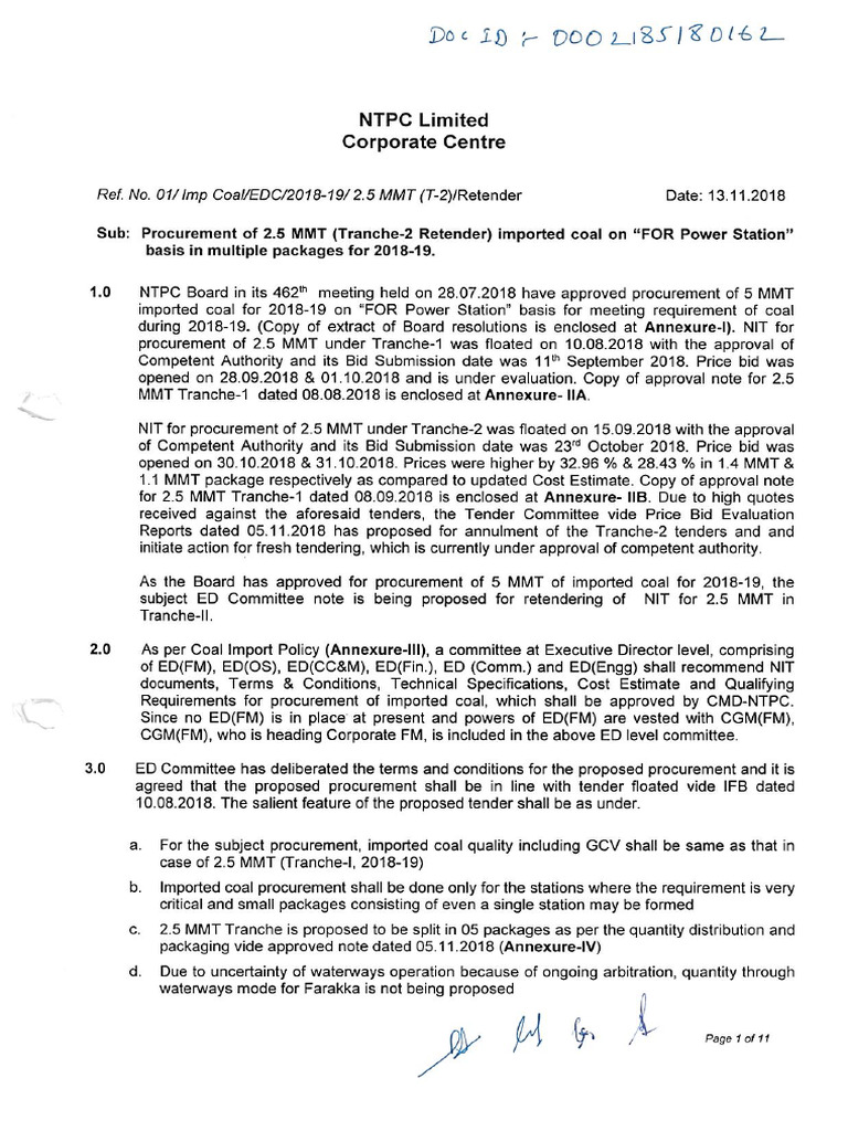 Coal Transportation Note Tranche-II 13112018 | PDF