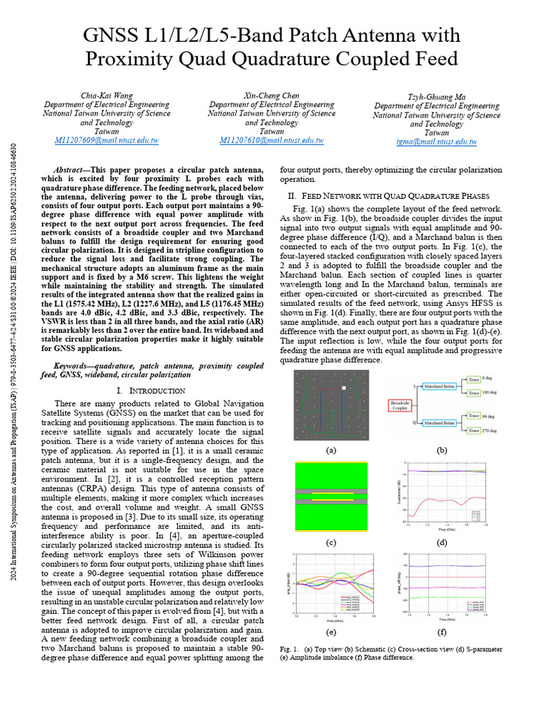 GNSS Patch Antenna with Quad Feed Design | PDF | Antenna (Radio ...