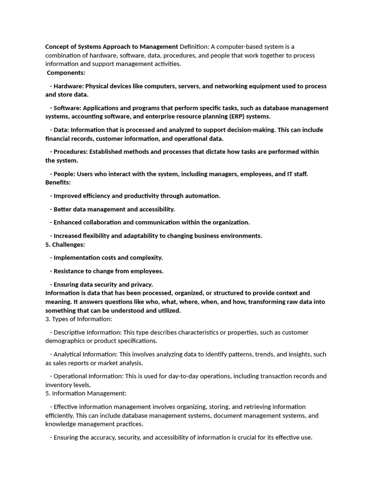 Concept of Systems Approach To Management Definition | PDF | Survey ...