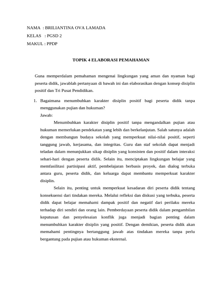 T4_ELABORASI PEMAHAMAN_PPDP_BRILIANTINA OVA LAMADA | PDF