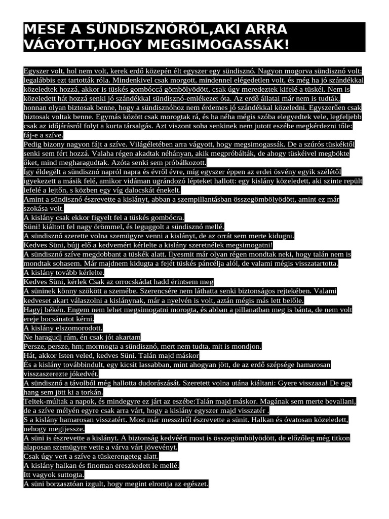 Mese A Sündisznóról | PDF