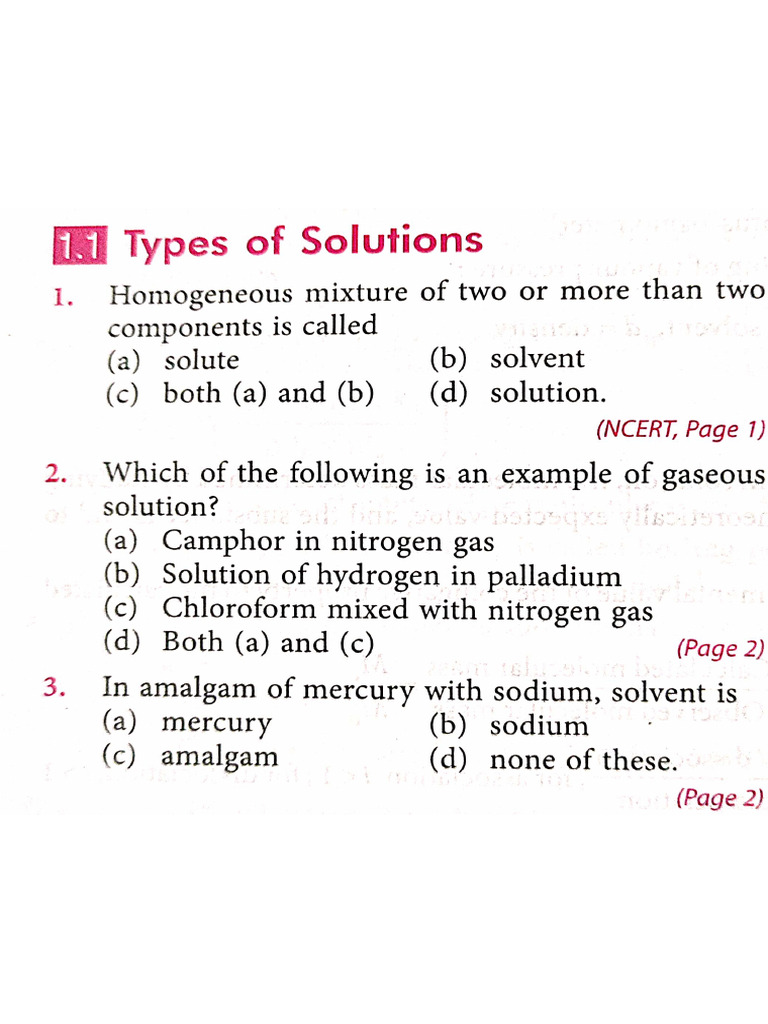 12th Chemistry Solutions Types and Concentration | PDF